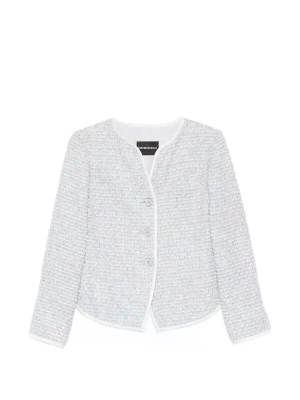 Emporio Armani V-neck Tweed Jacket - Grey
