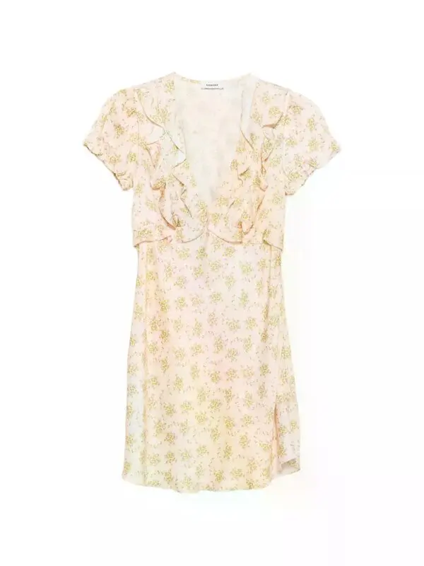 Sandro Floral Print V-neck Mini Dress - Pink