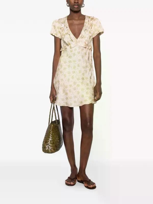 Sandro Floral Print V-neck Mini Dress - Pink