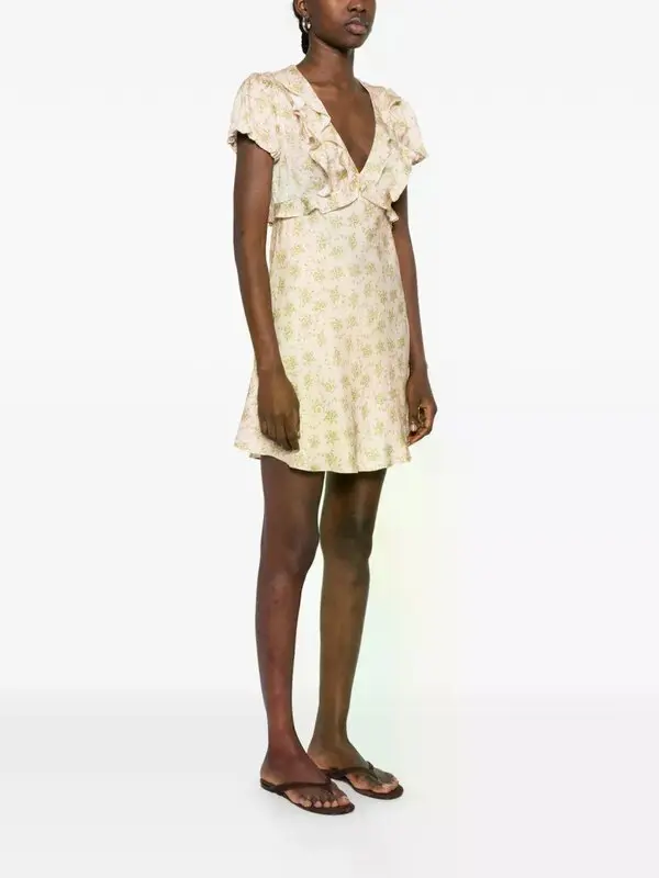 Sandro Floral Print V-neck Mini Dress - Pink