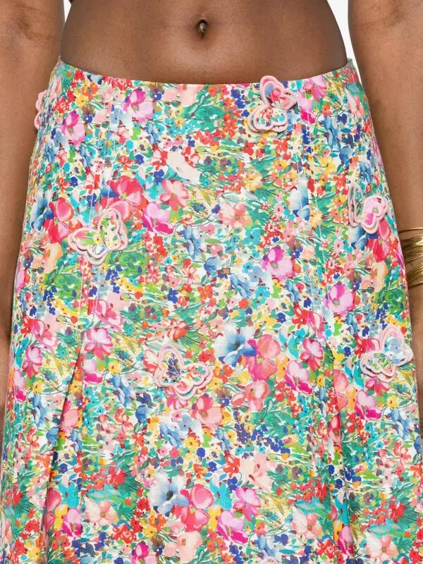 Farm Rio Butterfly-appliqué Maxi Skirt