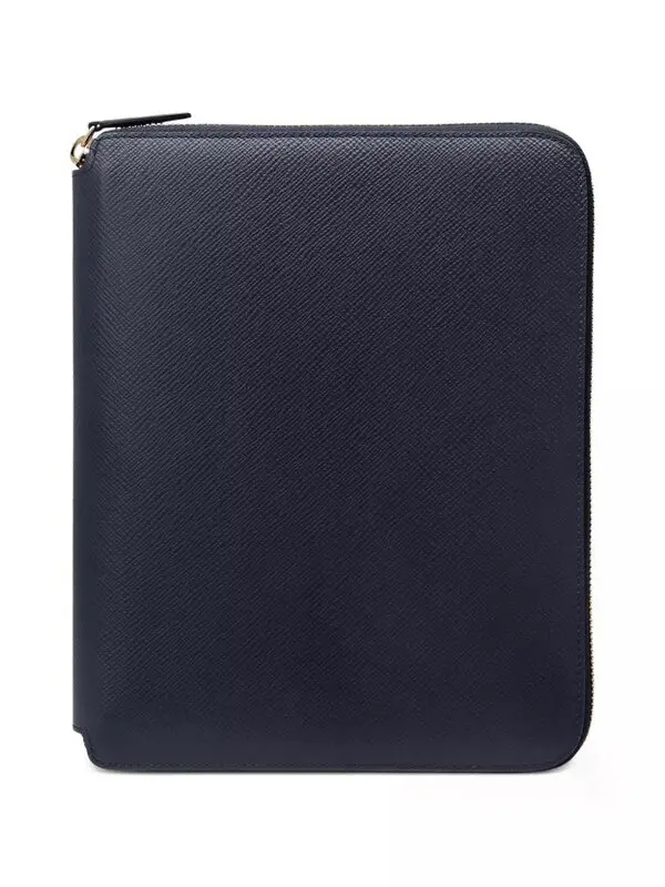 Smythson A5 Zip-up Writing Folder - Blue