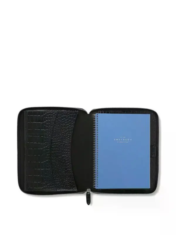 Smythson A5 Zip Book Folder - Blue