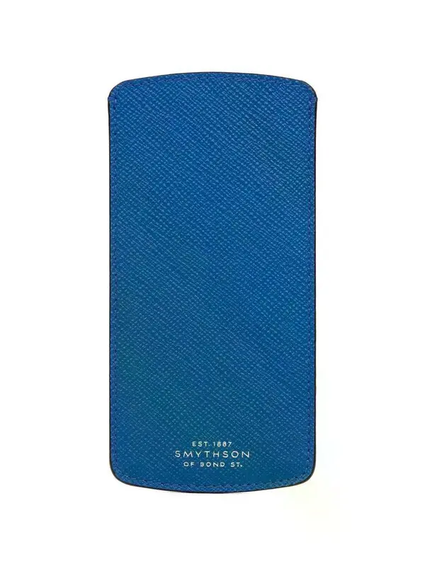 Smythson Panama Leather Glasses Case - Blue