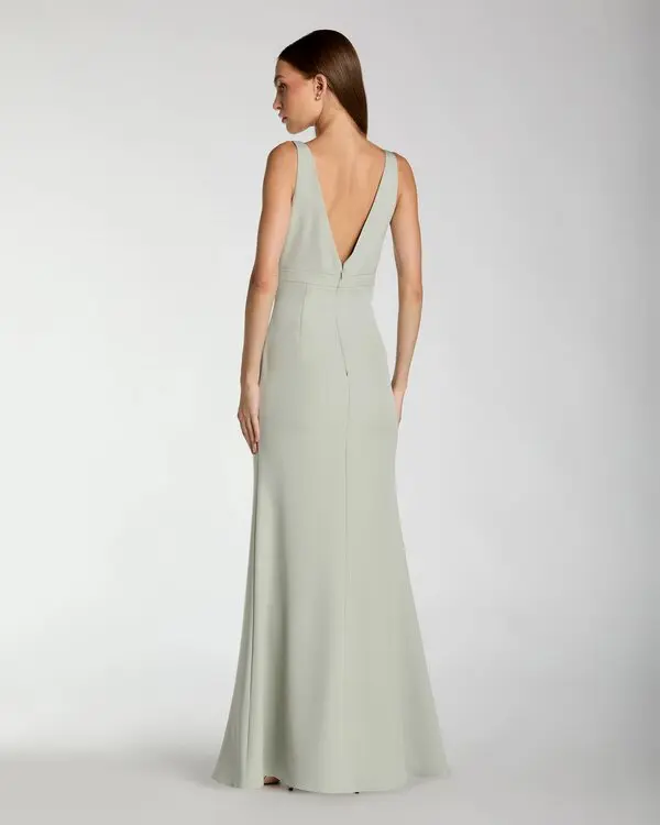 Mac Duggal Petite Crepe Mermaid Gown With Bow - Sage