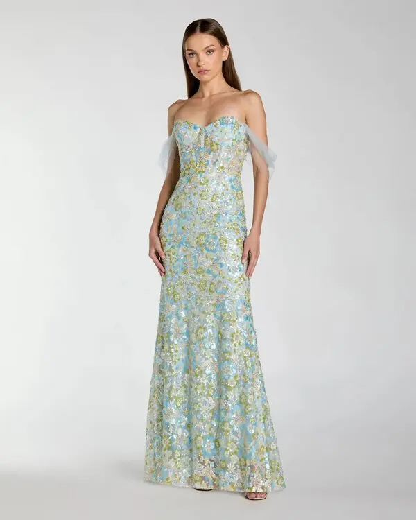 Mac Duggal Embellished Sweetheart Corset Trumpet Gown - Powder Blue