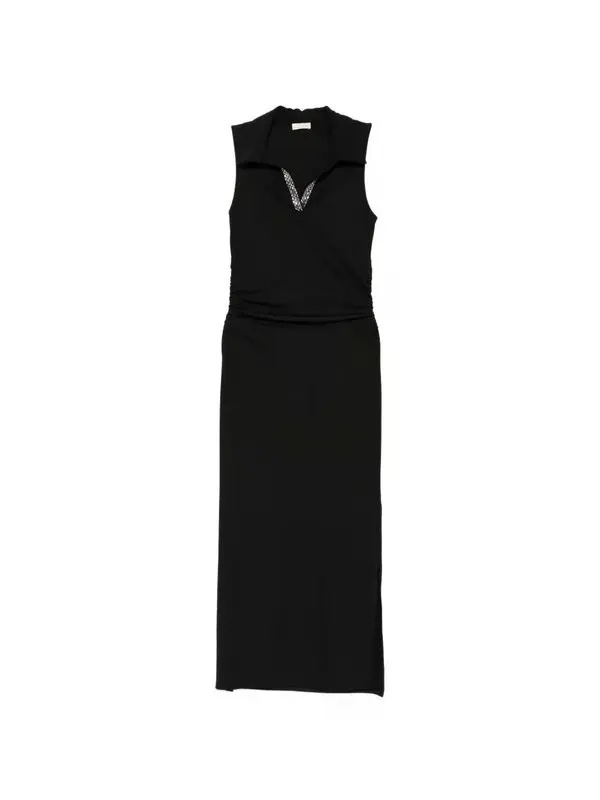 Liu Jo Crystal Embellished V-neck Midi Dress