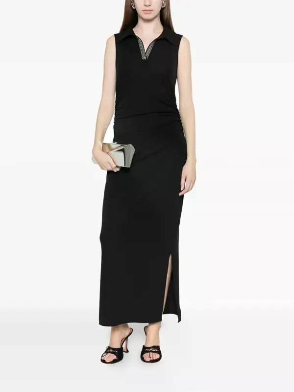 Liu Jo Crystal Embellished V-neck Midi Dress