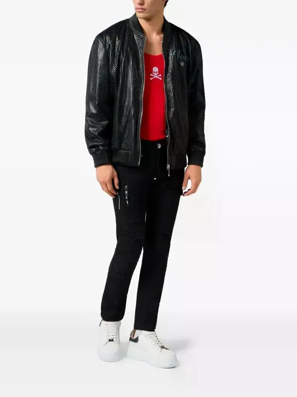 Philipp Plein Embroidered Distressed Jeans