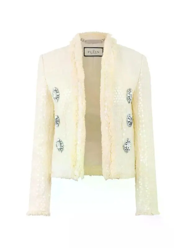Philipp Plein Sequin Embellished Tweed Bolero - Neutrals
