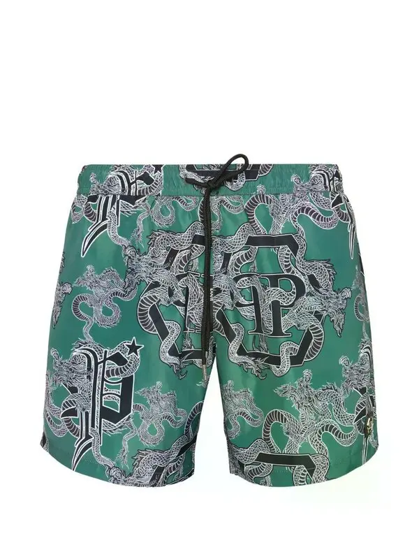 Philipp Plein Logo-patch Swim Shorts - Green