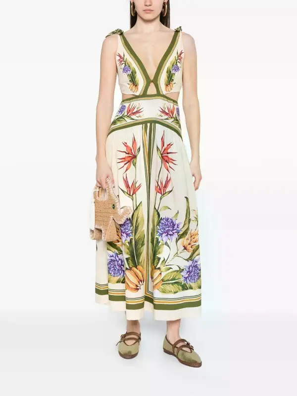 Farm Rio Sand Tropical Scarf Maxi Dress - Neutrals