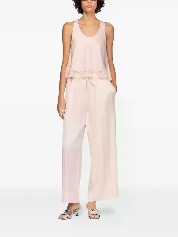 Sandro Sleeveless Lace Band Tank Top - Pink