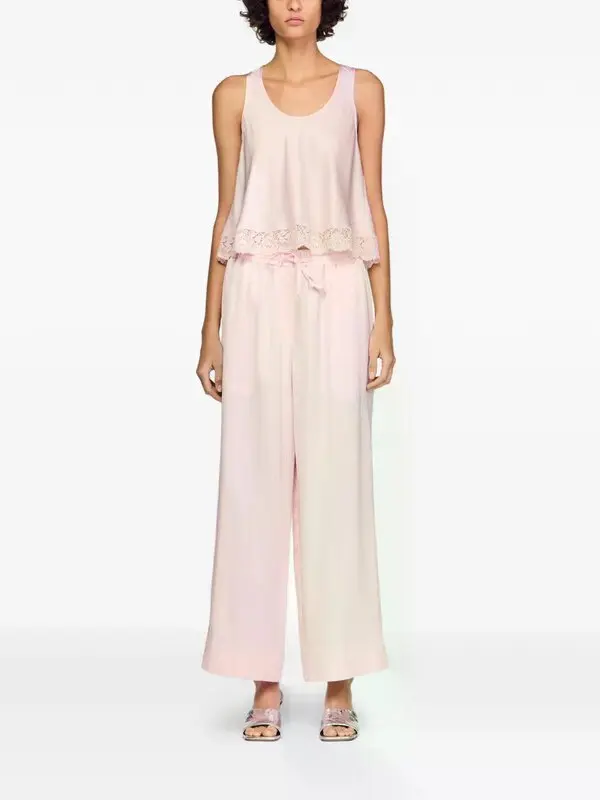 Sandro Sleeveless Lace Band Tank Top - Pink