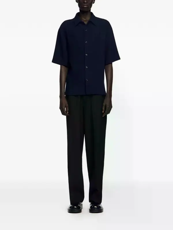Sandro Textured-look Shirt With A Shark Collar