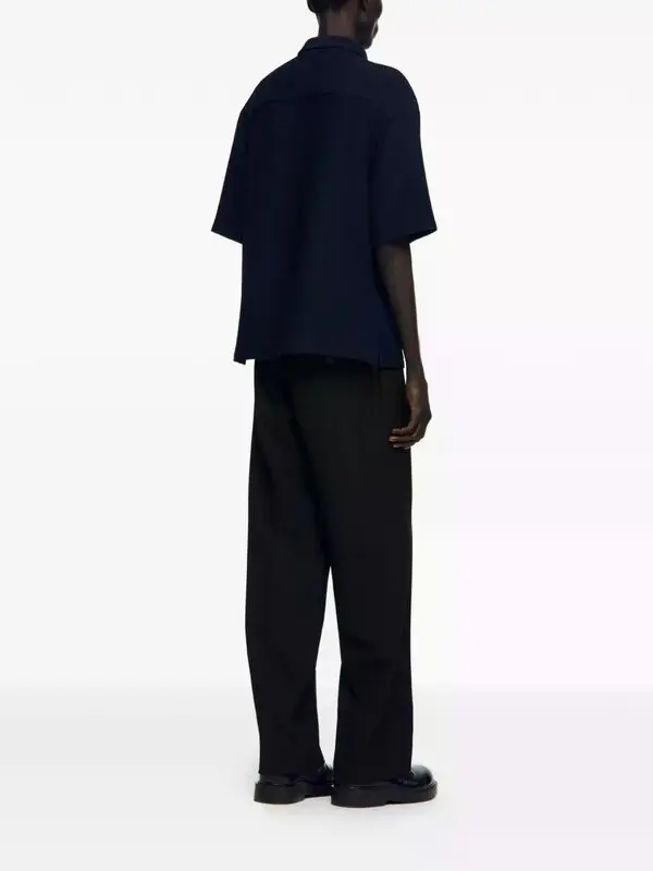 Sandro Textured-look Shirt With A Shark Collar