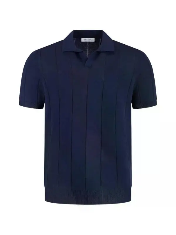 GRAN SASSO Ribbed Polo Shirt - Blue