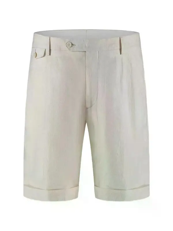 LARDINI Cuffed Linen Shorts - Neutrals
