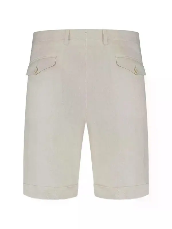 LARDINI Cuffed Linen Shorts - Neutrals