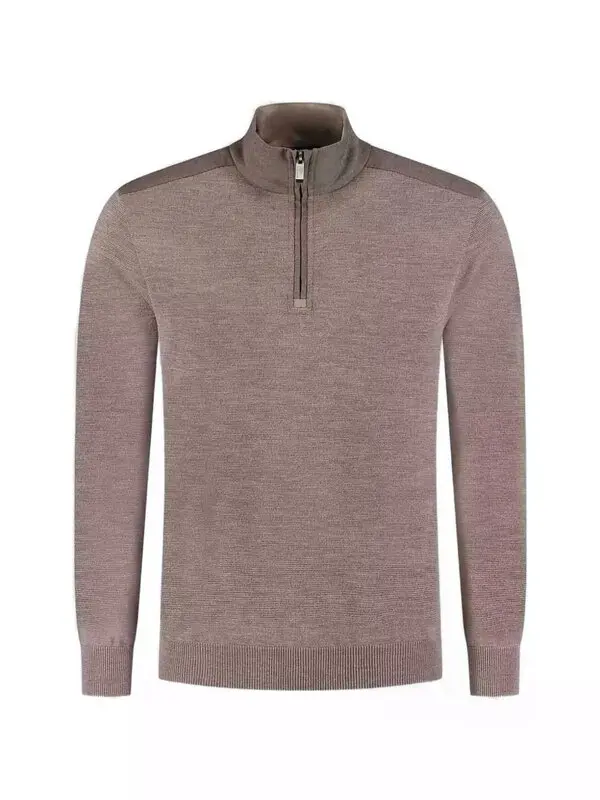 Paul & Shark Quarter-zip Long Sleeve Sweater - Brown