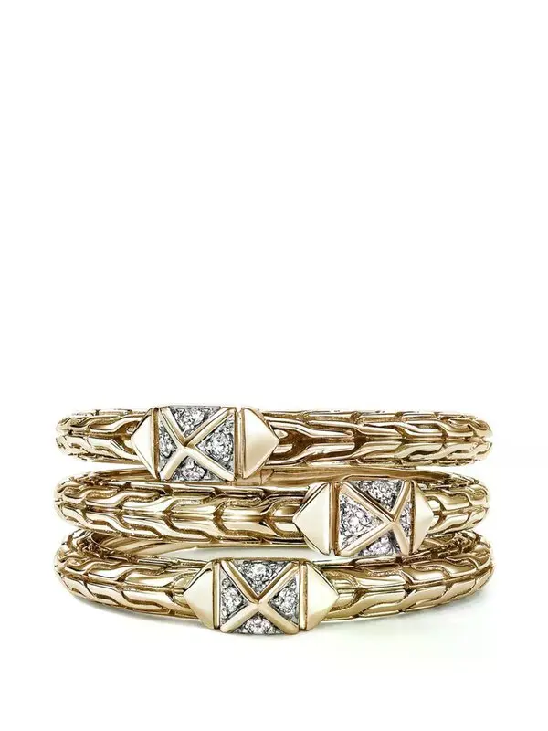 John Hardy Diamond 14k Yellow Triple Row Ring - Gold