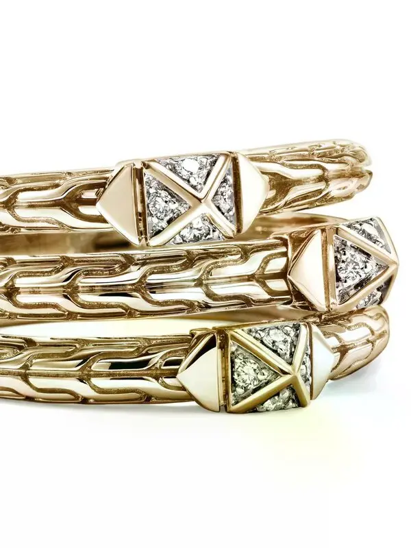 John Hardy Diamond 14k Yellow Triple Row Ring
