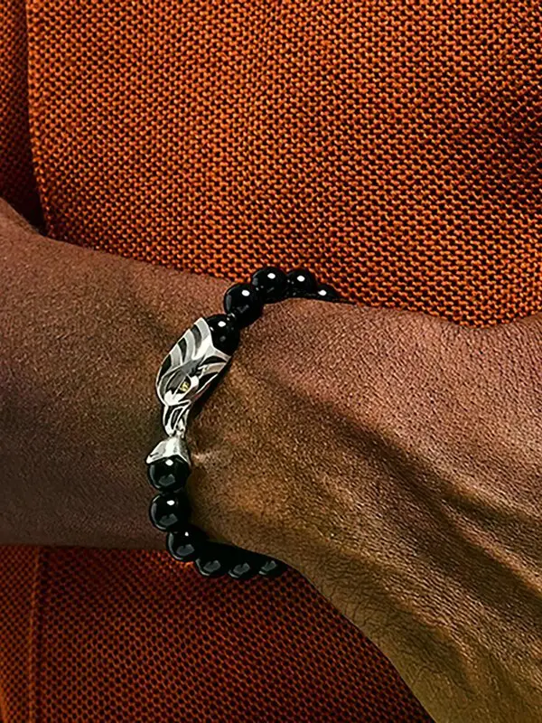 John Hardy Sterling Silver Onyx Eagle Bead Bracelet - Black