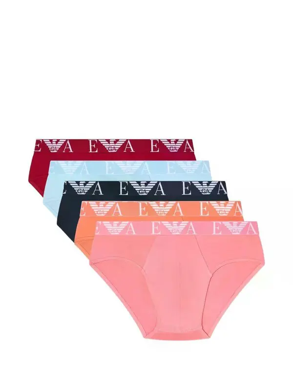 Emporio Armani Embroidered Elastic Briefs Set Of Five - Pink