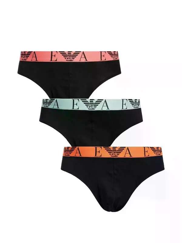 Emporio Armani Elasticated-waistband Logo-print Briefs - Black