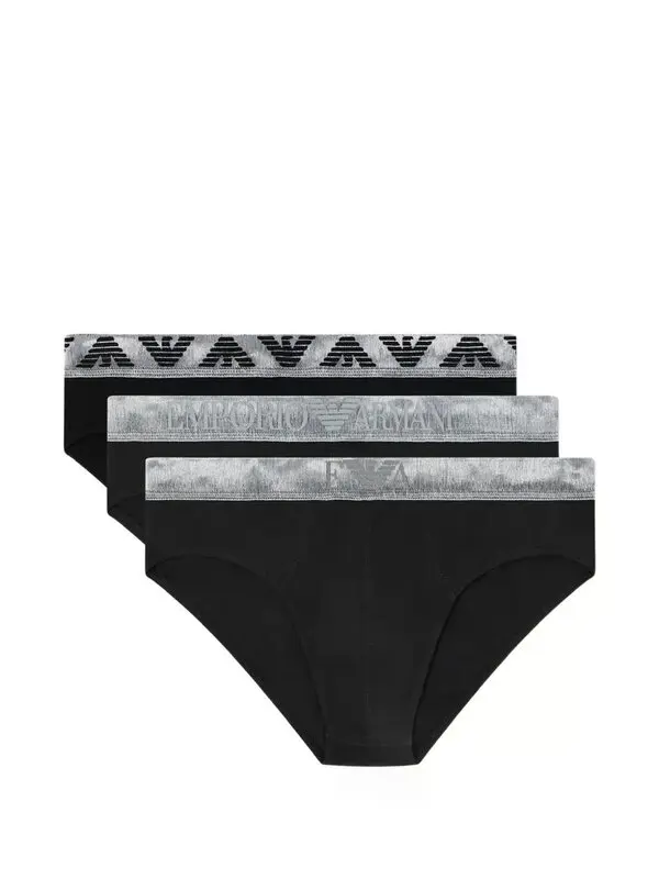 Emporio Armani Embroidered-logo Briefs - Black
