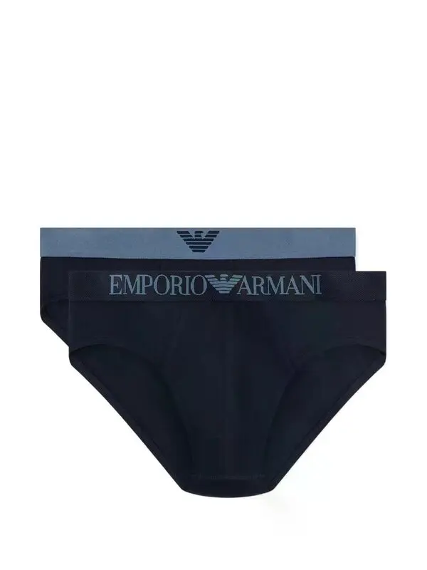 Emporio Armani Logo Band Briefs Set Of Two - Blue