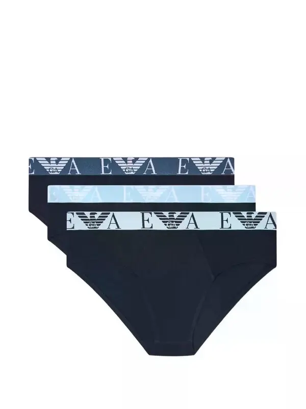 Emporio Armani Logo-embroidered Elastic Briefs - Blue