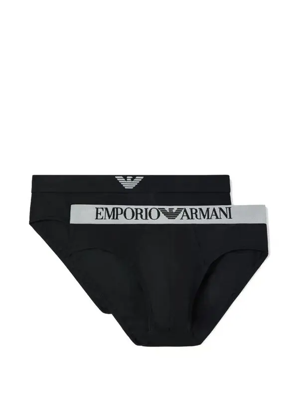 Emporio Armani Logo-waistband Briefs - Black