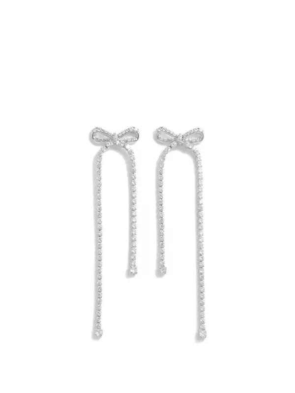 SELF-PORTRAIT Crystal Bow Drop Earrings - Silver