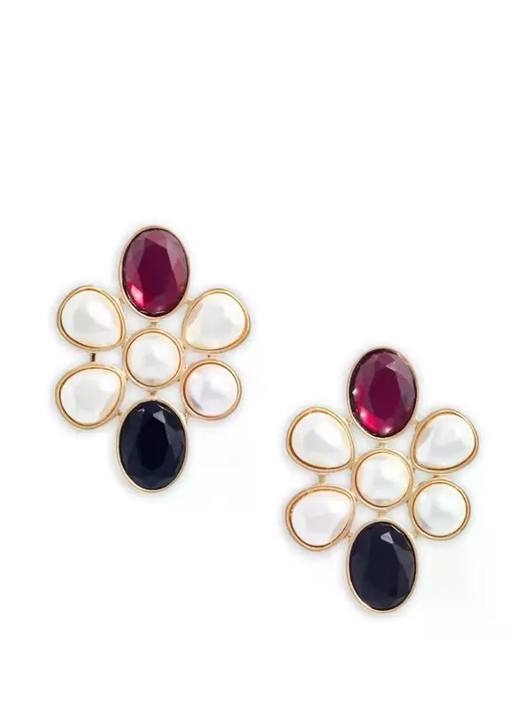 SELF-PORTRAIT Crystal Pearl Cluster Earrings