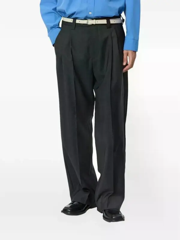 MFPEN Check Pleated Trousers - Grey