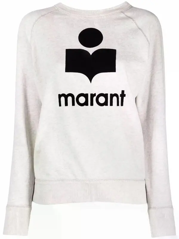 MARANT ETOILE Isabel Logo-print Crew-neck Sweatshirt - Neutrals