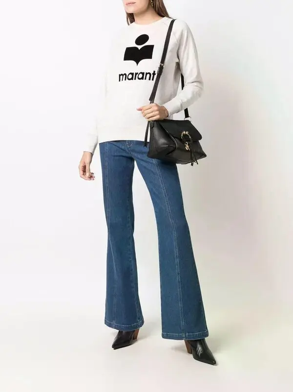 MARANT ETOILE Isabel Logo-print Crew-neck Sweatshirt - Neutrals