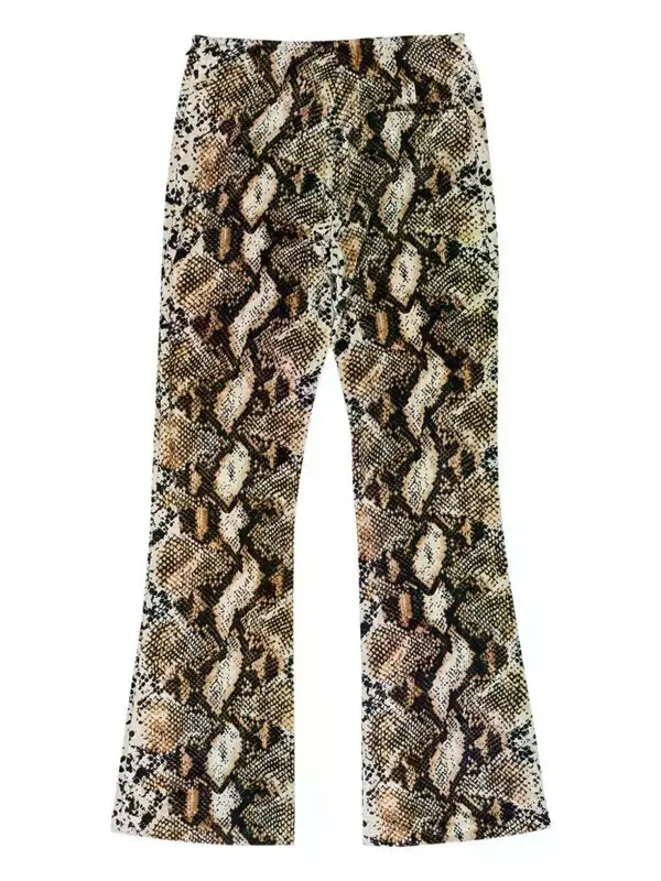 Callipygian Snake-print Flared Trousers