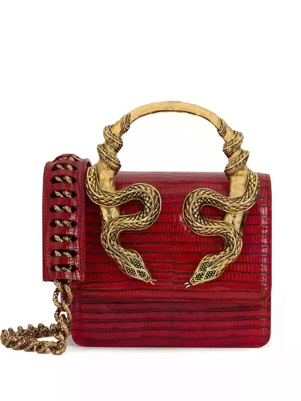 Roberto Cavalli Medium Snake-embellished Top-handle Crossbody Bag - Red