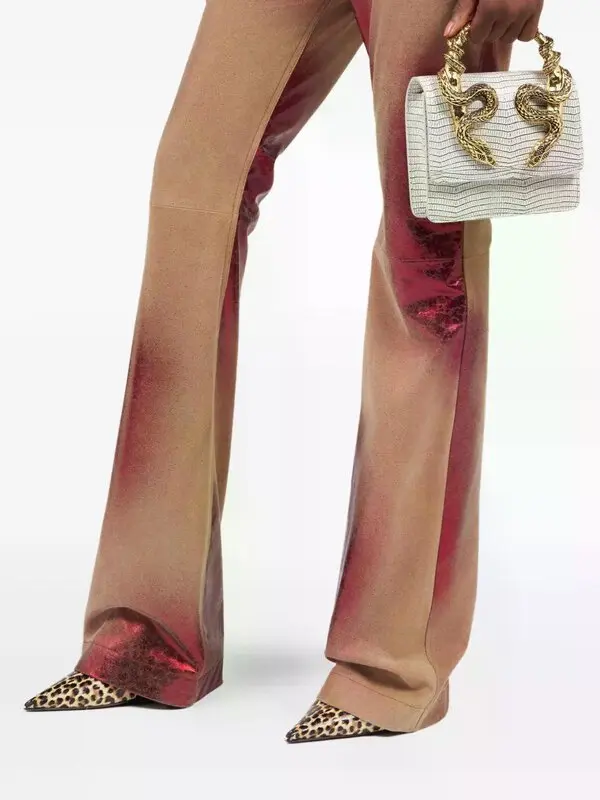 Roberto Cavalli Textured Tote Bag With Snake Handle - White