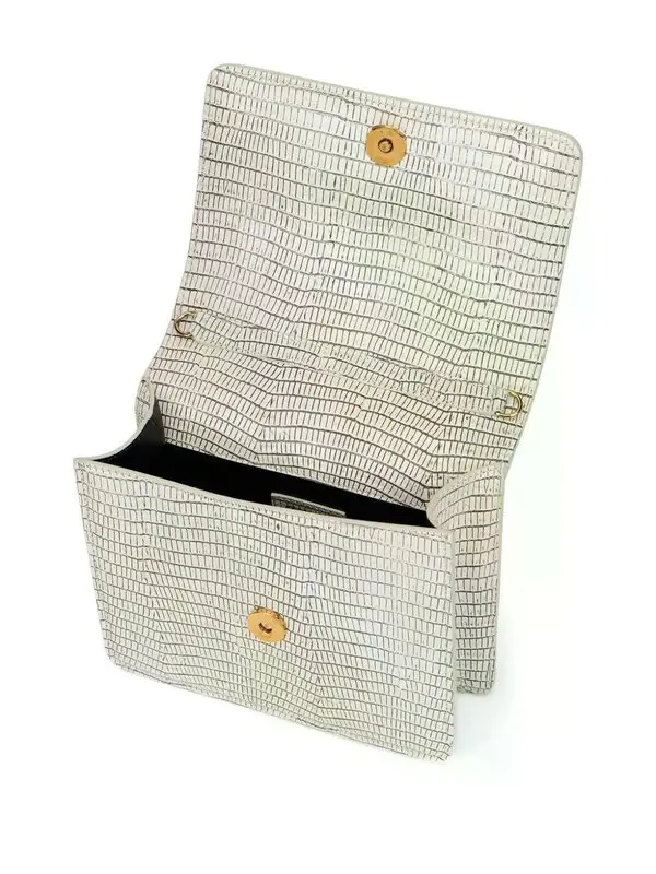 Roberto Cavalli Textured Tote Bag With Snake Handle - White