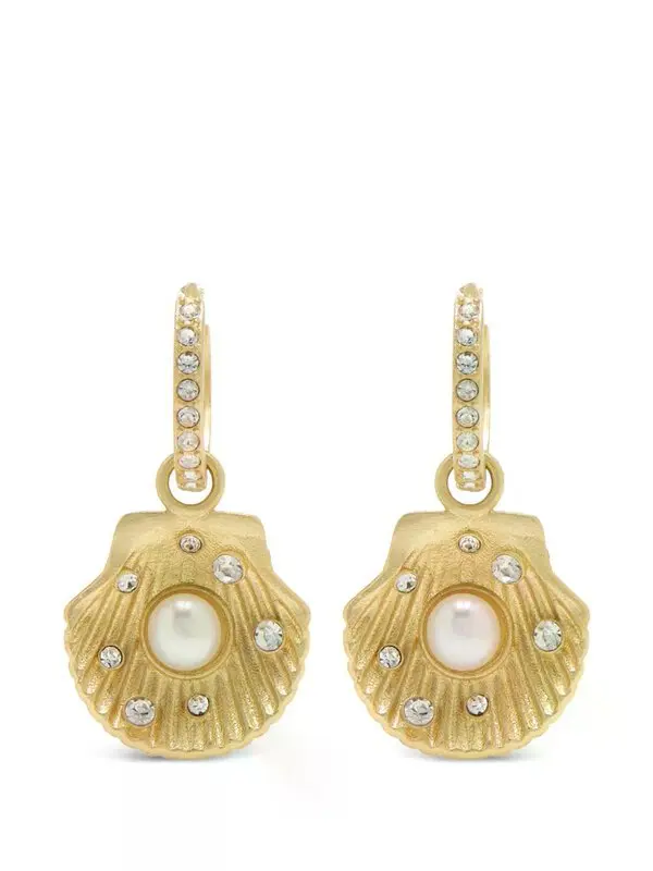 OCEANUS Shell-motif Embellished Drop Earrings - Gold