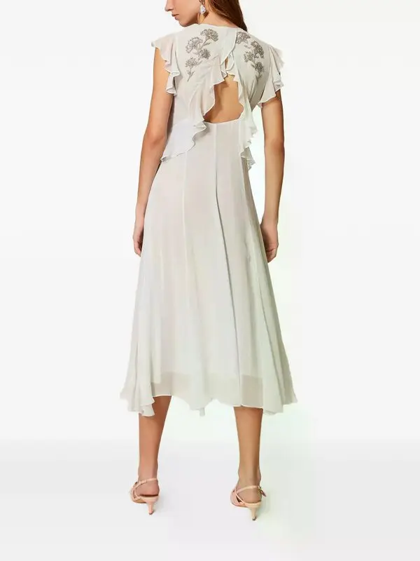 TWINSET Hand-embroidered Georgette Maxi Dress With Ruffled Sleeves