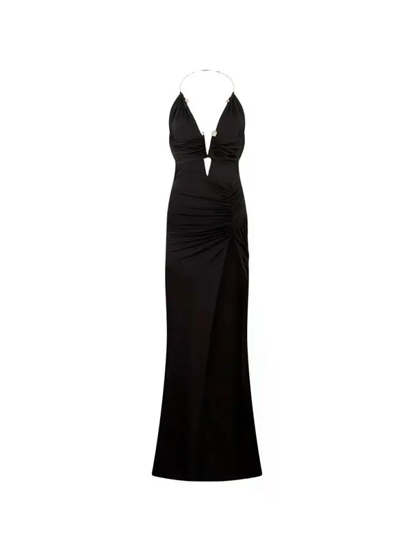 Philipp Plein Embellished Halterneck Maxi Dress With Slit