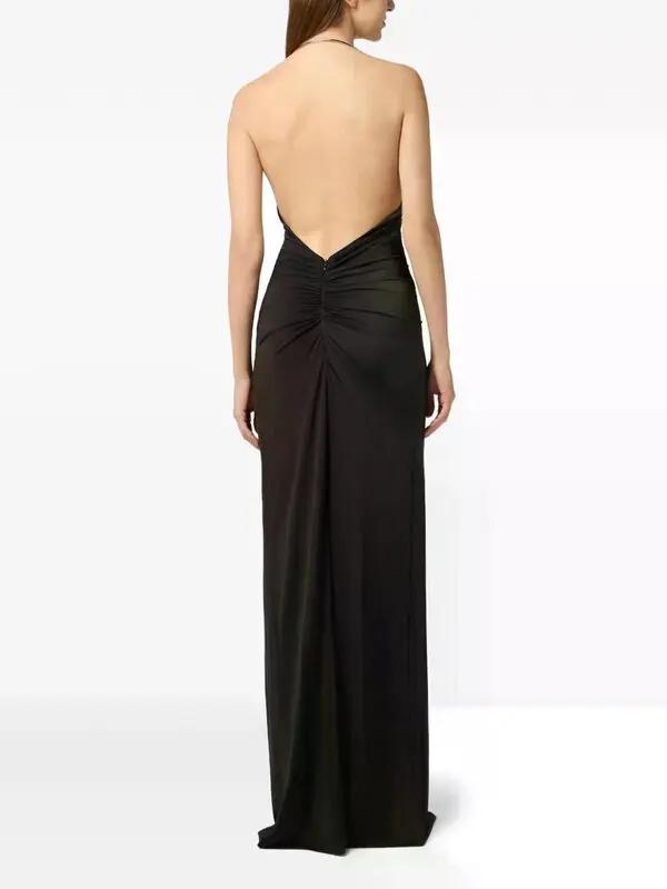 Philipp Plein Embellished Halterneck Maxi Dress With Slit