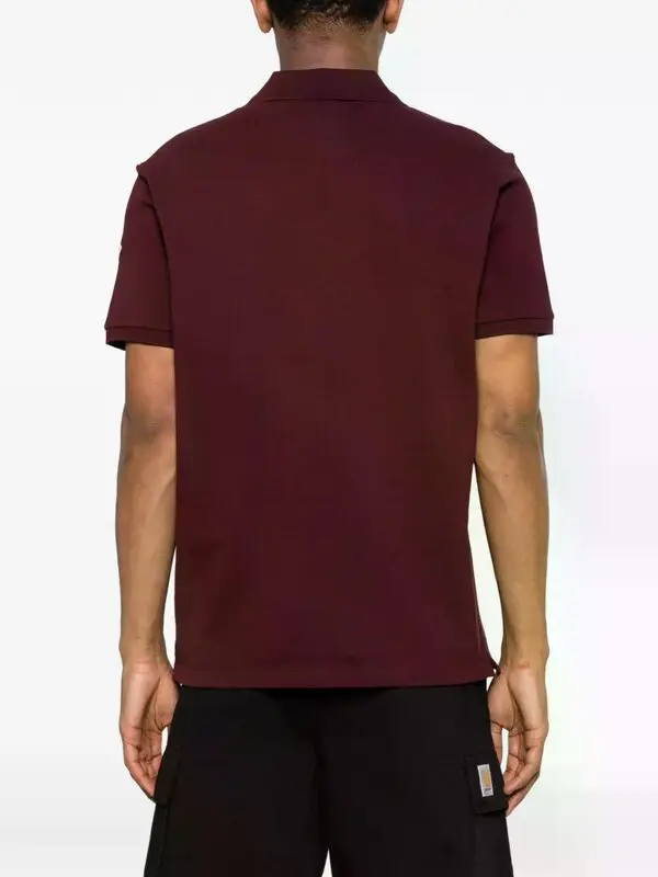 Moncler Tricolour-trim Cotton-piqué Polo Shirt - Red