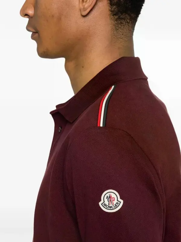 Moncler Tricolour-trim Cotton-piqué Polo Shirt - Red