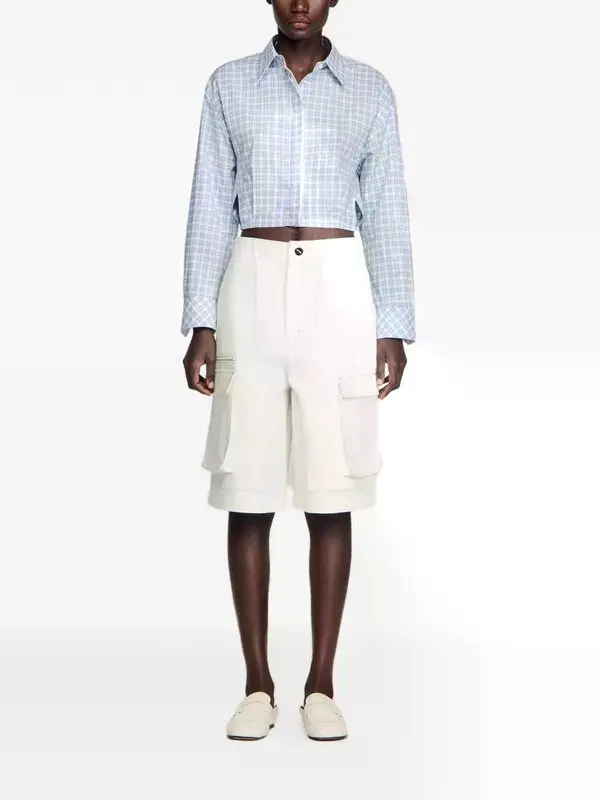 Sandro Wide-leg Cotton Bermuda Shorts With Contrast Stitching
