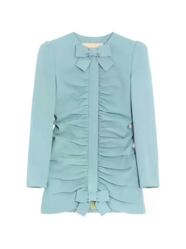 Valentino Garavani Crispy Light Wool Jacket With Bow Detail - Blue